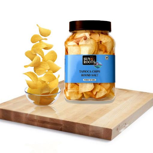 Thomman's Groceries. Tapioca Chips Round Salt (Sun Roots) 200g